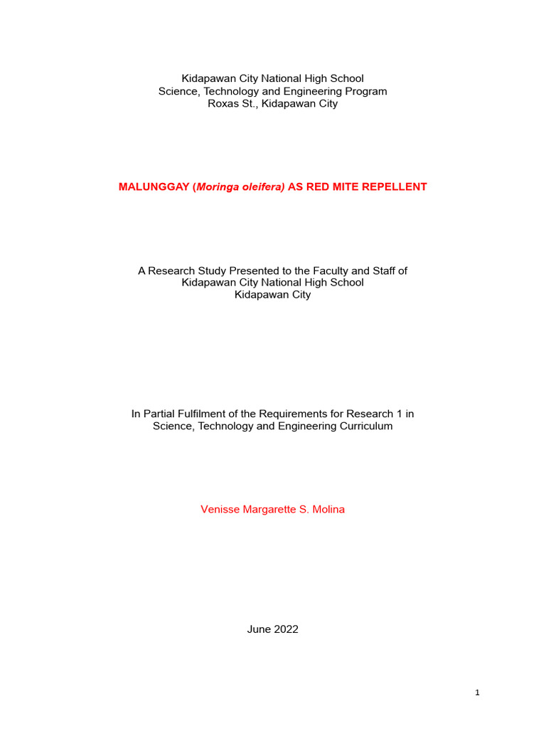 Sample Imrad - by Molina | PDF | Mosquito | Experiment