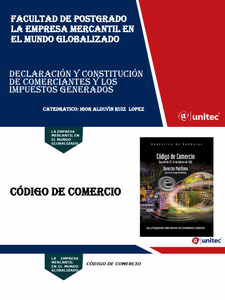 Semana I Presentación Empresa Mercantil en El Mundo Globalizado Codigo de Comercio | PDF ...