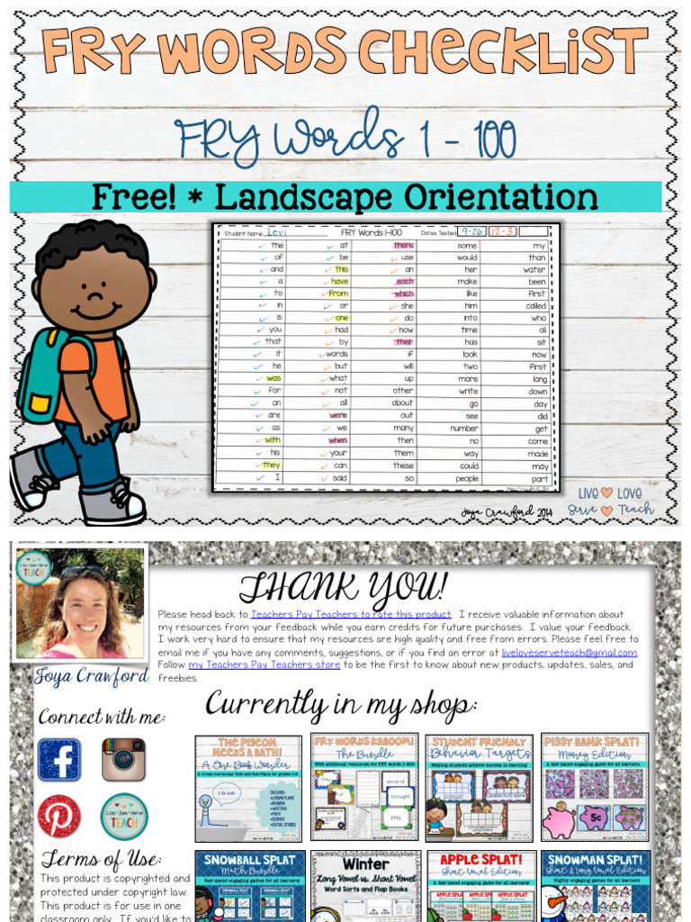 FREEFRYWords1100Checklists 1 | PDF | Human Communication