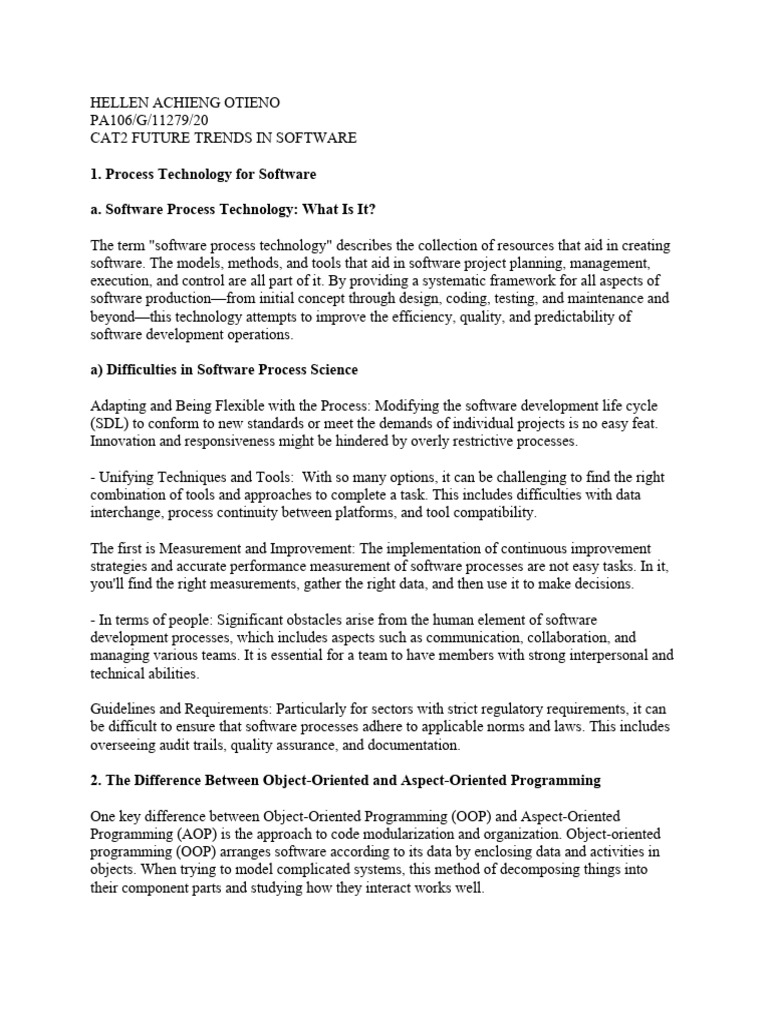 CAT2 Future Trends | PDF | Software Development Process | Object Oriented Programming