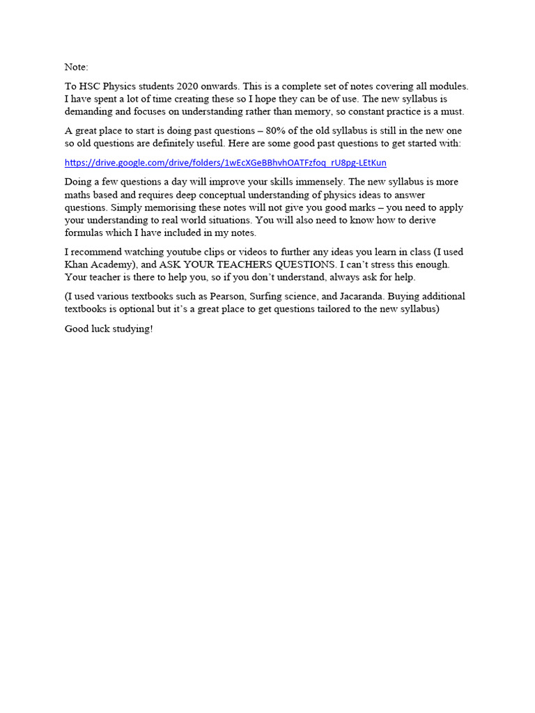 2019 PHY Advanced Mechanics Electromagnetism Nature of Light and From The Universe To The Atom ...