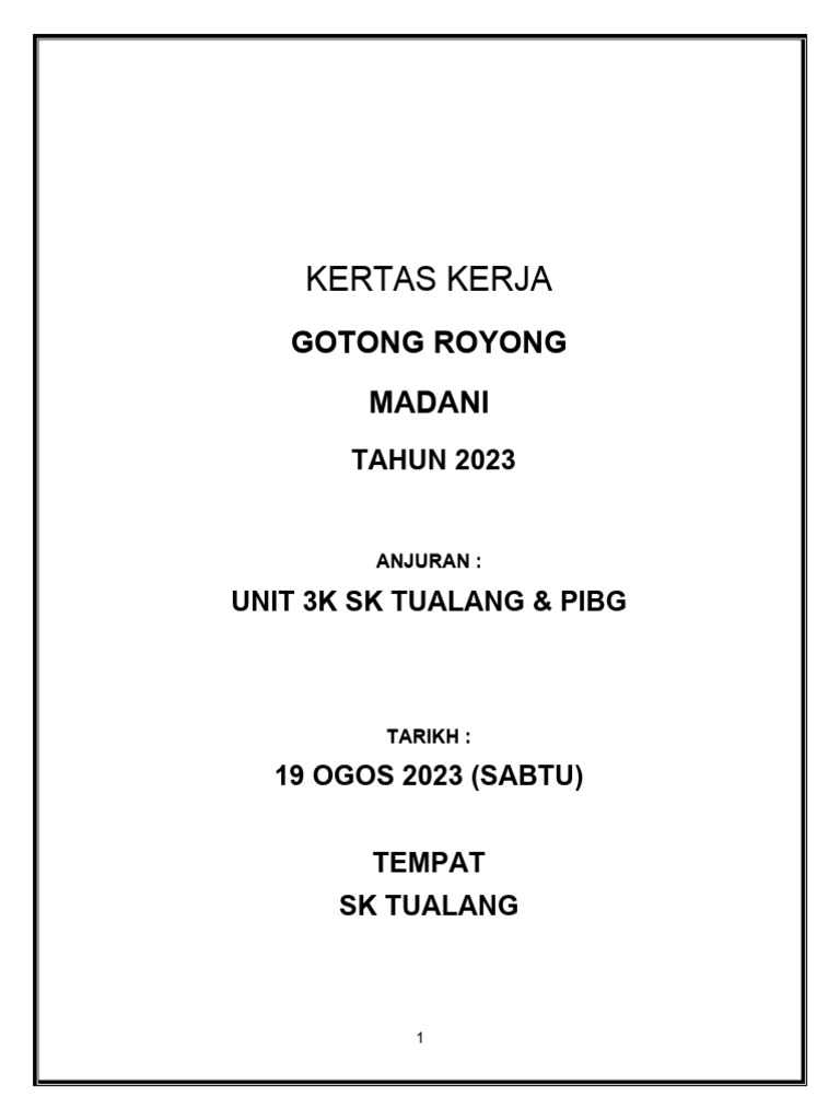 Kertas Kerja Gotong Royong Madani SKT 2023 | PDF