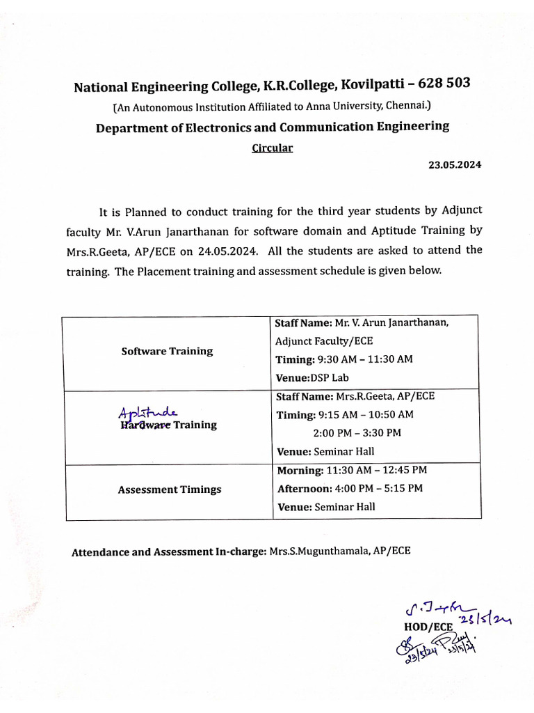 Training schedule | PDF