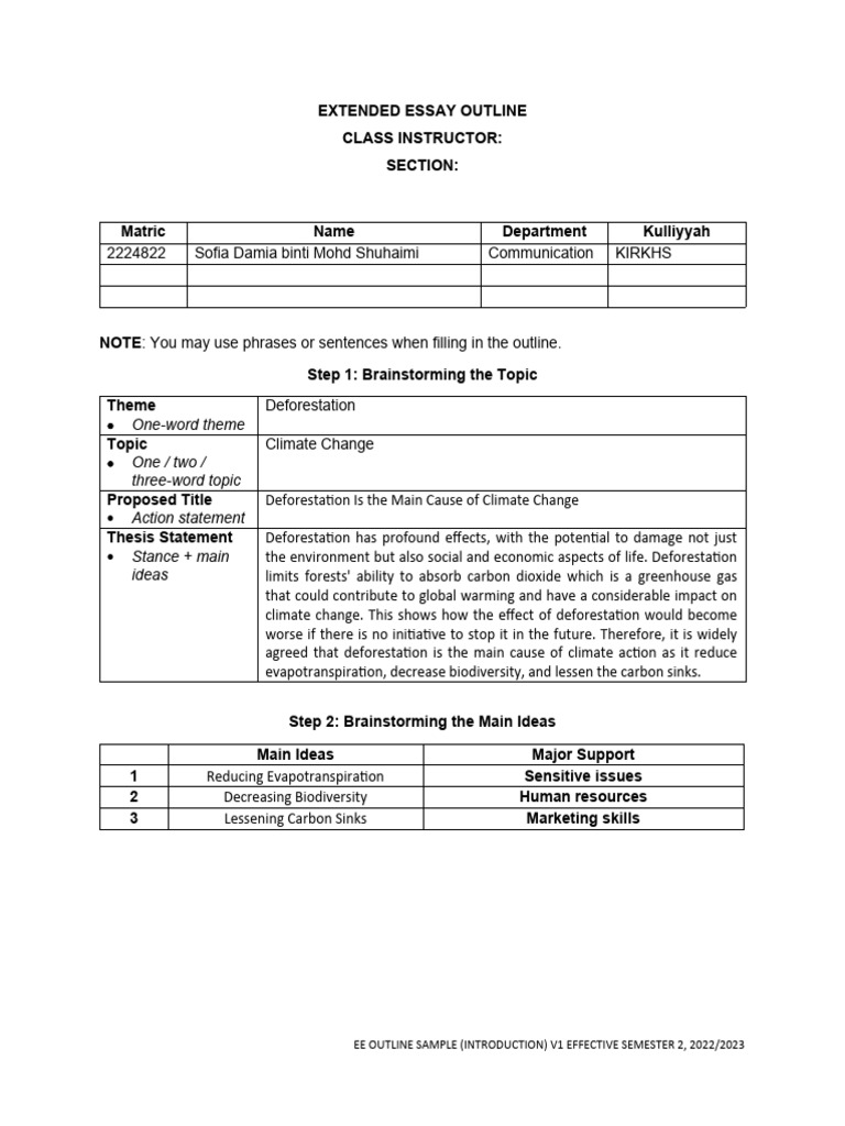 Sofia Damia 2224822 Deforestation Ee Outline Sample Introduction | PDF ...