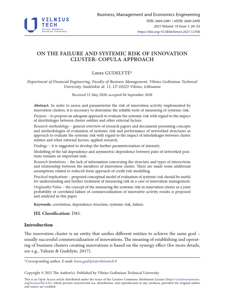 On The Failure and Systemic Risk of Innovation | PDF | Systemic Risk | Cluster Analysis