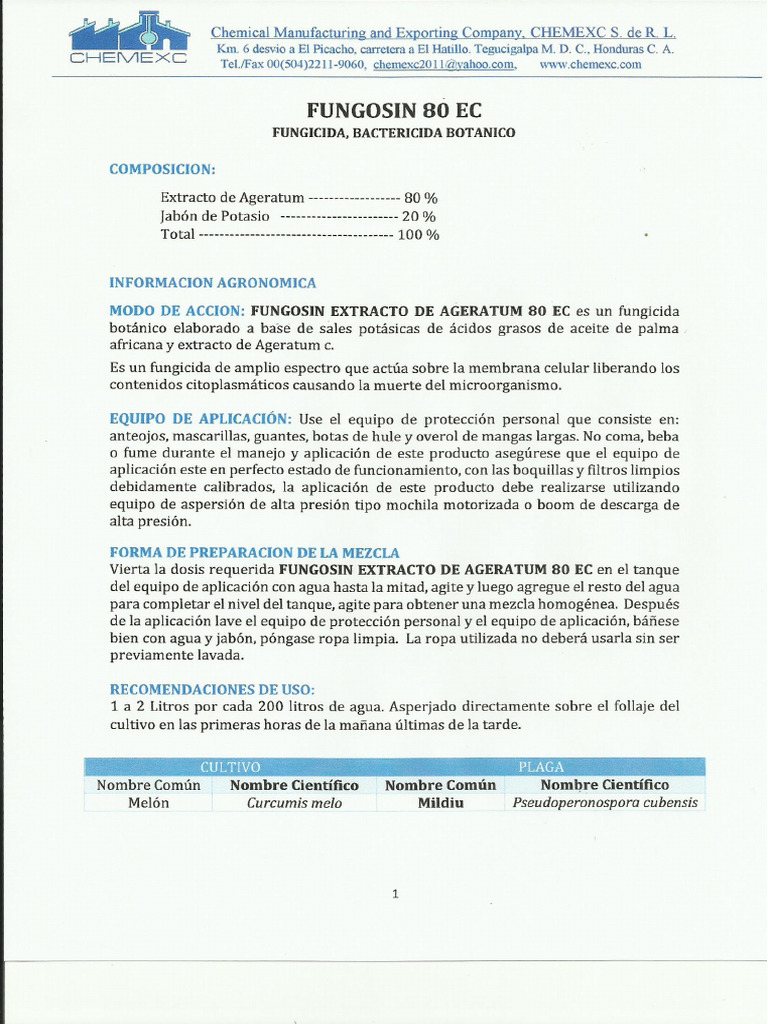 Scan F.T. Fungosin 80 Ec | PDF