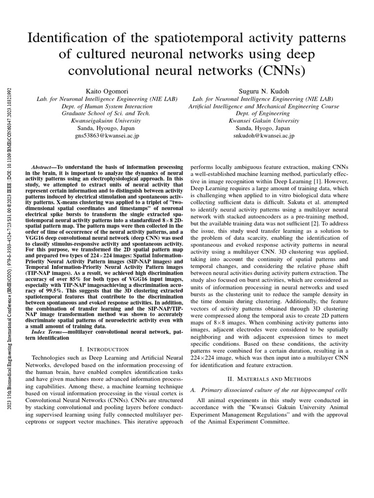 Kaito Ogomori Identification of The Spatiotemporal | PDF | Neural Oscillation | Artificial ...