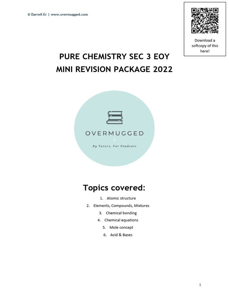 (Sec 3 EOY Chemistry) Mini Revision Package - by OVERMUGGED | PDF ...