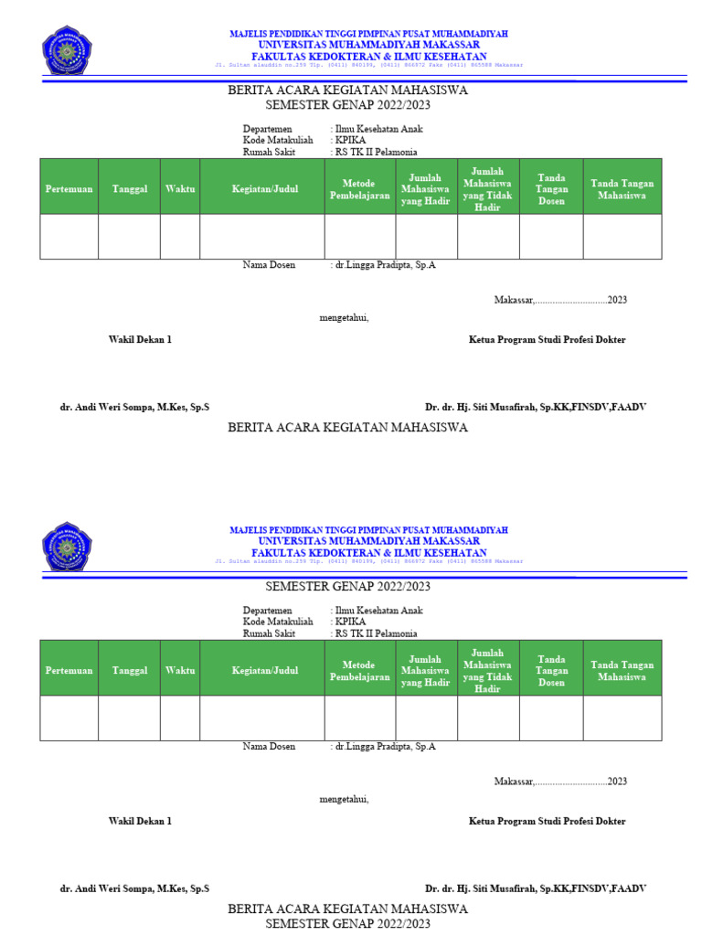 Berita Acara, Absen RS, Daftar Nilai | PDF