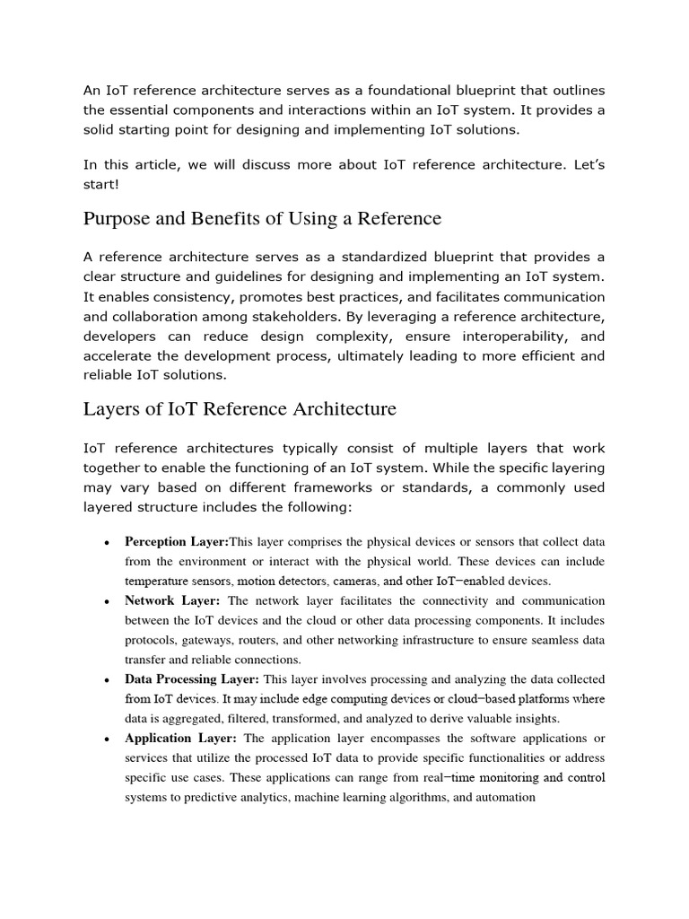 IoT Reference Architecture | PDF | Internet Of Things | Cloud Computing