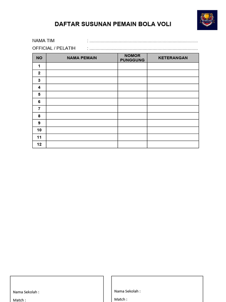 Daftar-Susunan-Pemain-Bola-Voli-Porsaba II | PDF