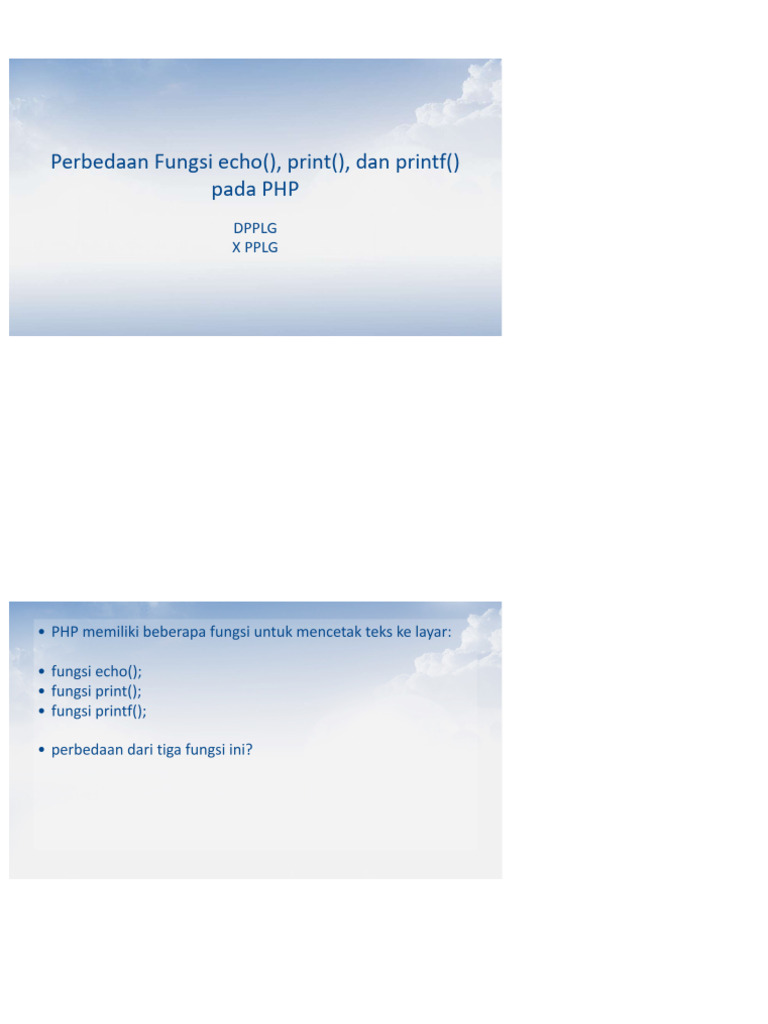 4 - Perbedaan Fungsi Echo Print Dan Printf | PDF 4 - Perbedaan Fungsi Echo Print Dan Printf | PDF