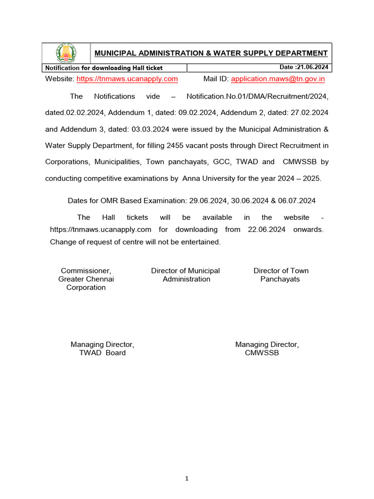 Paper Advt Hall+ TCKT English | PDF