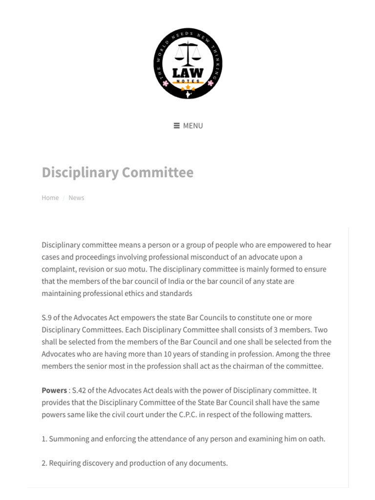 Disciplinary Committee of Bar Council | PDF | Advocate | Appeal
