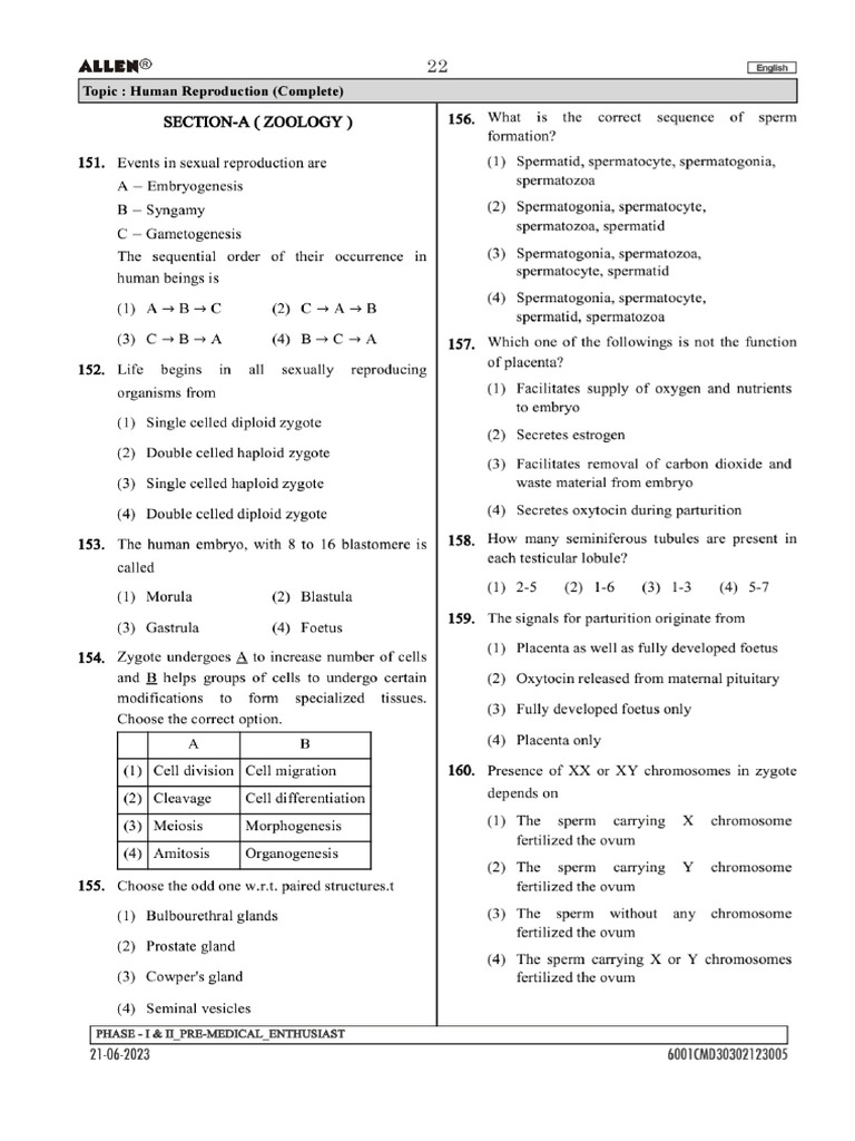 Zoology Practice Paper 3 | PDF