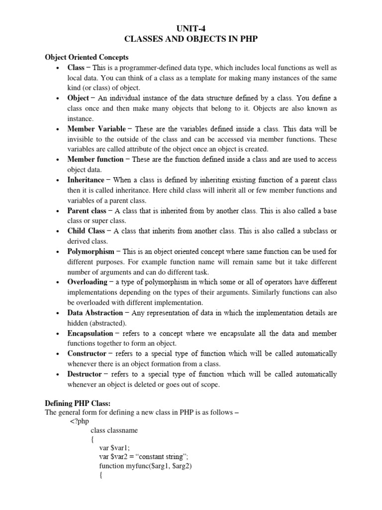 Object Oriented Concepts Pdf Class Computer Programming Inheritance Object Oriented 
