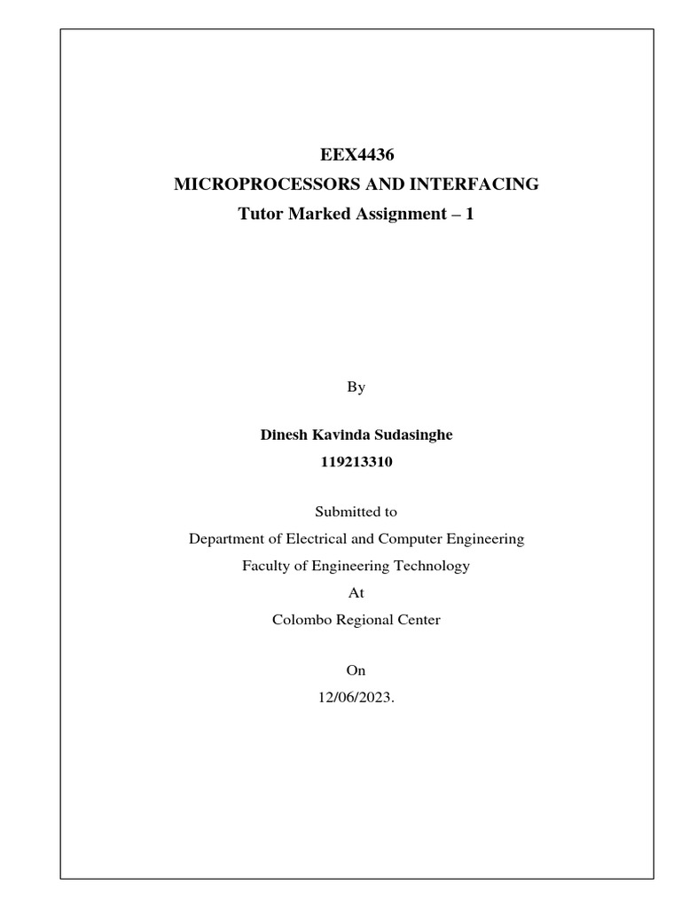 EEX4436 TMA1 Answers (119213310) | PDF | Microcontroller | Read Only Memory