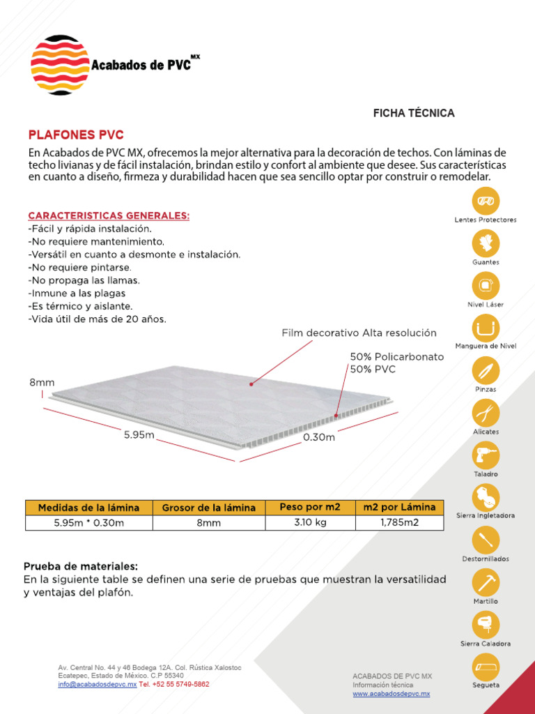 Ficha Plafones PVC | PDF