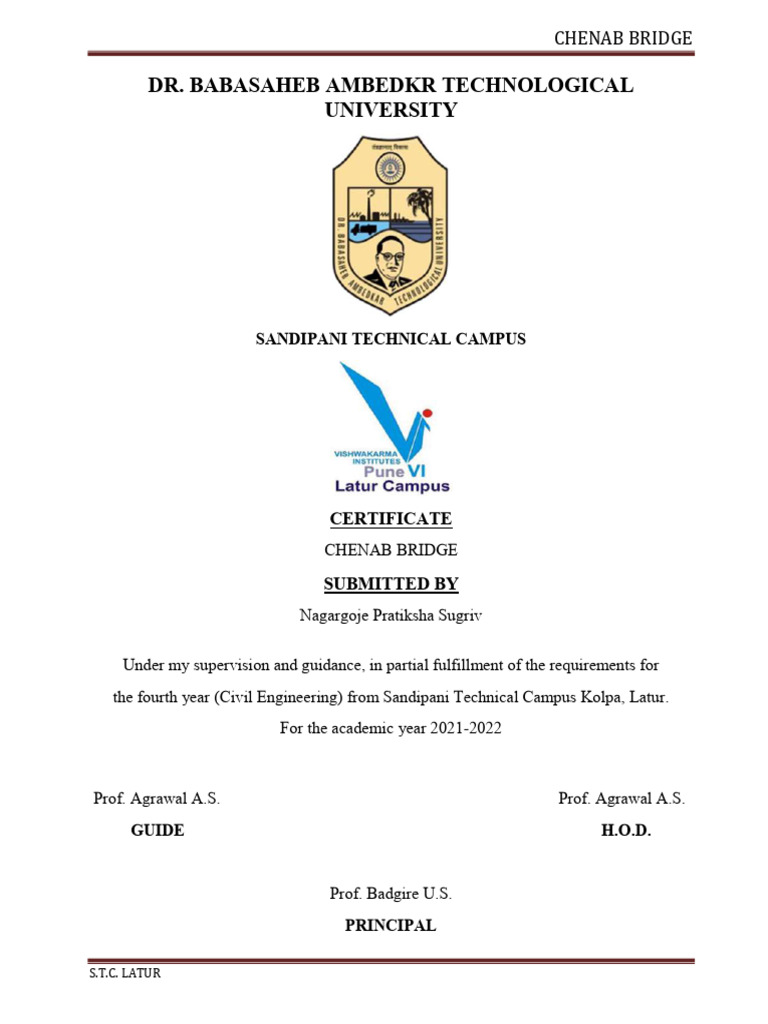 Chenab Bridge Project Report | PDF | Civil Engineering