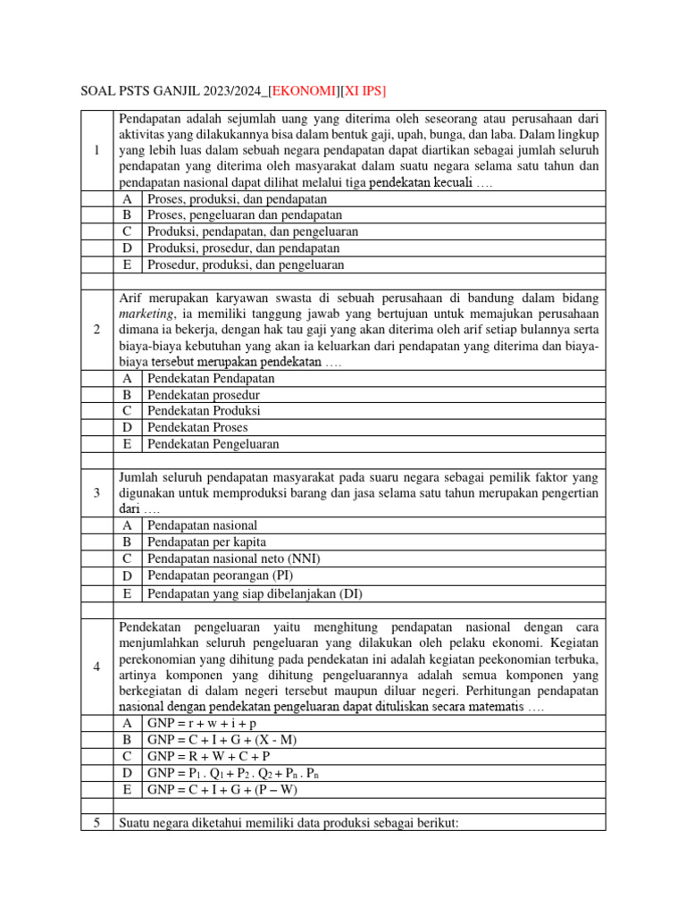 Format Penulisan Soal PSTS Ganjil 20232024 | PDF