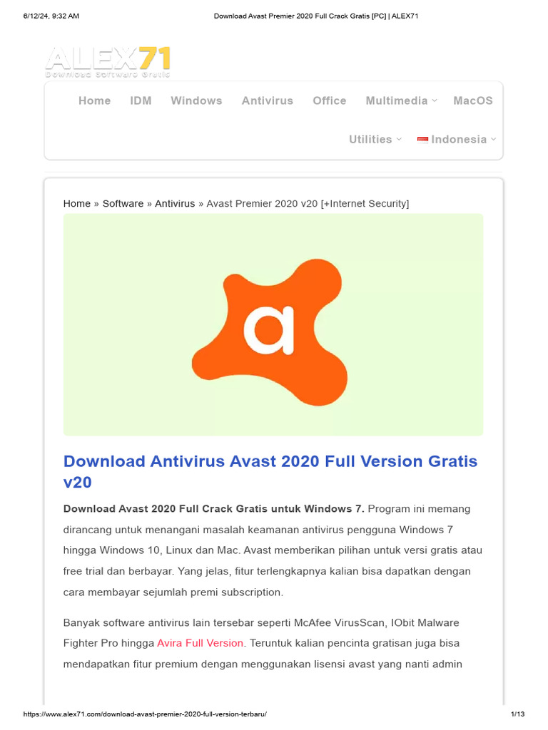 Avast Premier 2020 Full Crack Gratis (PC) - ALEX71 | PDF