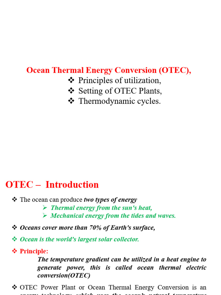 OTEC Power Plant | PDF | Oceans | Heat