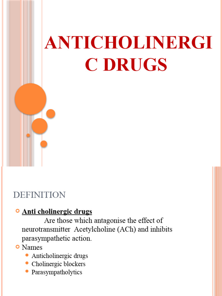 Anticholinergic Drugs 1 | PDF | Acetylcholine