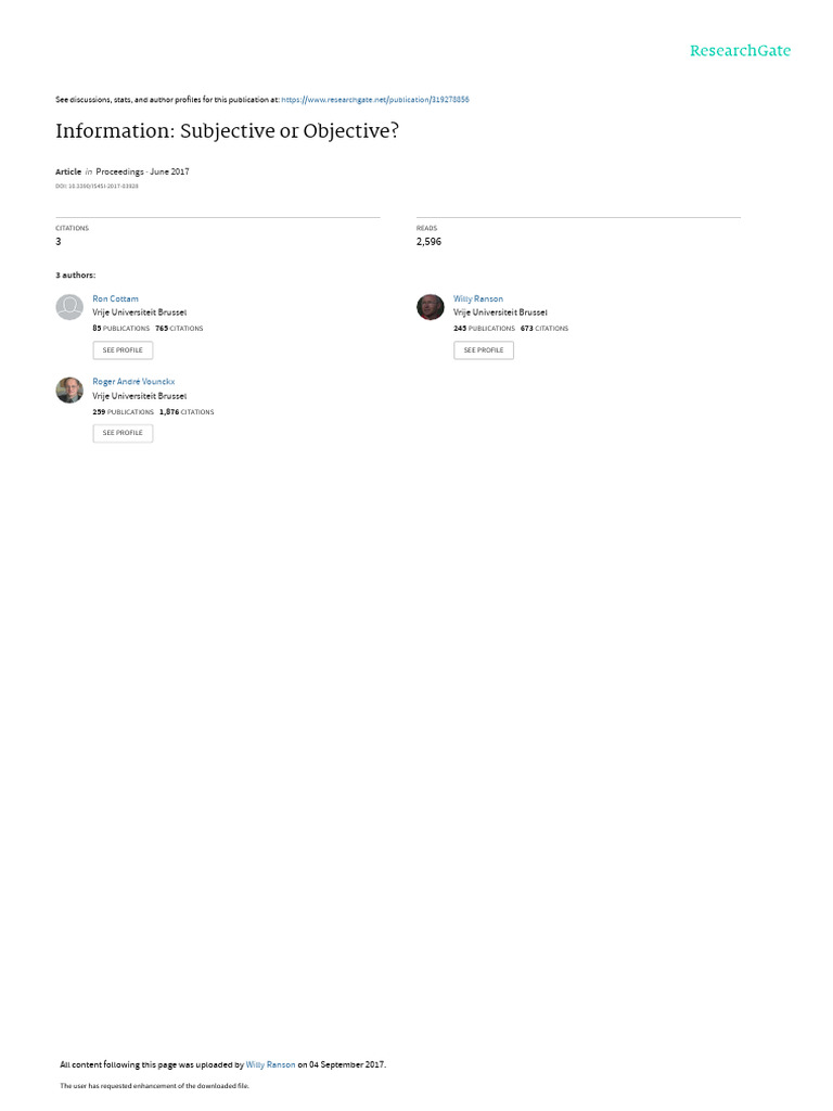 Information Subjective Or Objective Pdf Hierarchy Electron