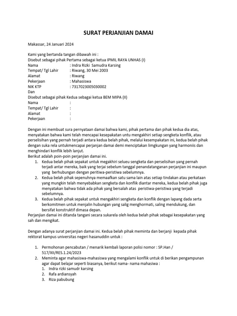 Surat Perjanjian Damai | PDF