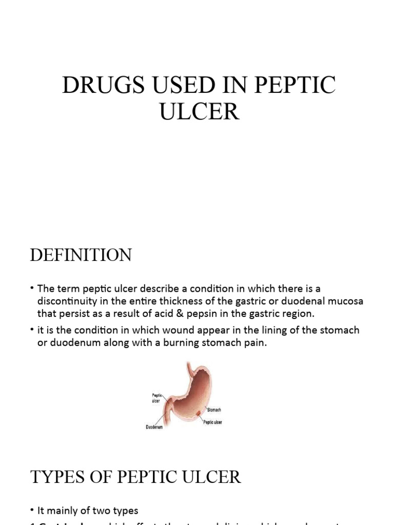 Drugs Used in Peptic Ulcer | PDF | Clinical Medicine | Diseases And ...