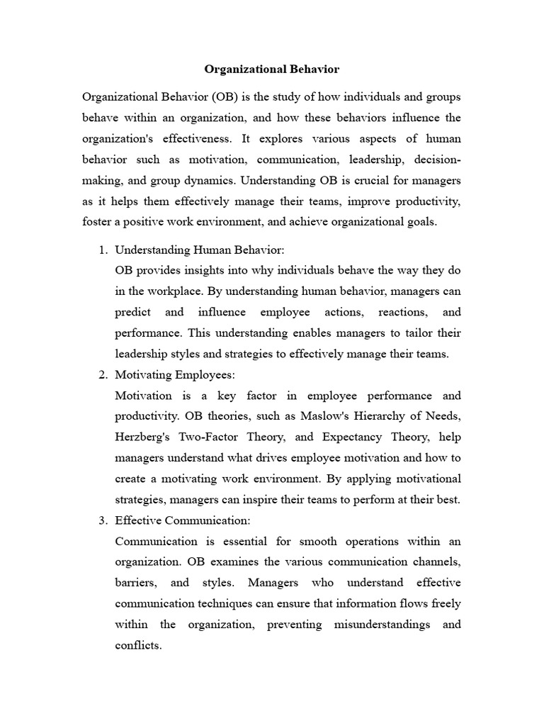 Organizational Behavior | PDF | Motivation | Motivational