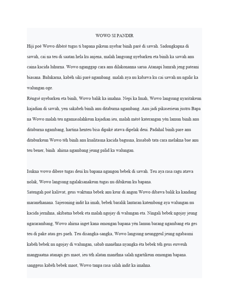 Anekdot Sunda Wowo Si Pandir | PDF