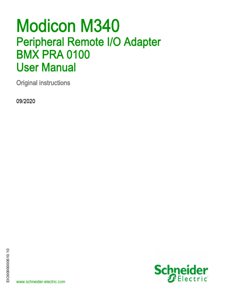 Peripheral Remote IO Adapter BMXPRA0100 User Manual | PDF ...