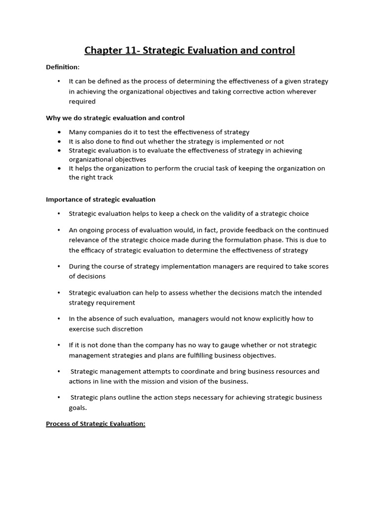 Strategy Evaluation & Control | PDF | Strategic Management | Risk