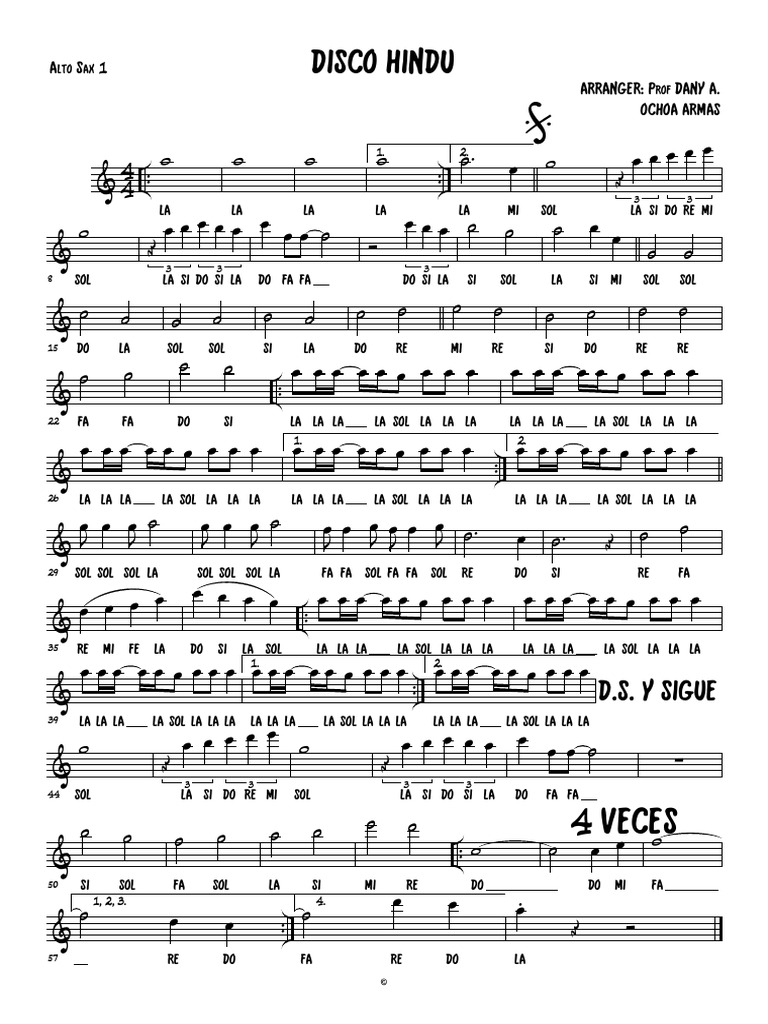 Disco Hindú - Alto Sax 1 | PDF