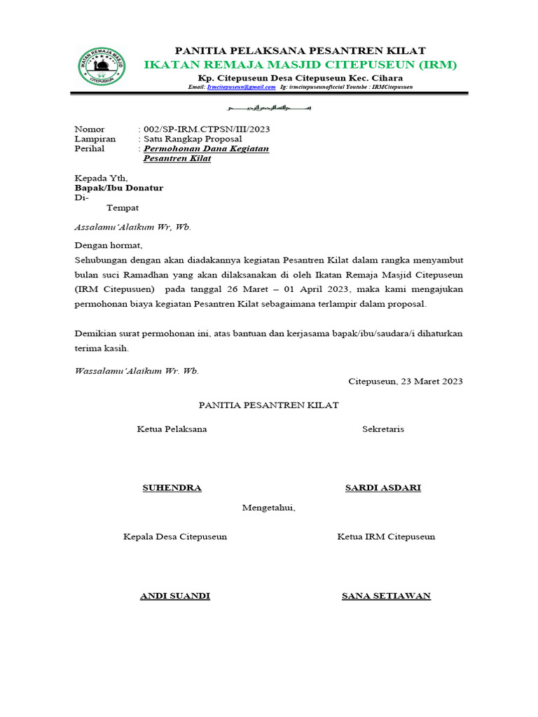 Proposal Sanlat Irm | PDF