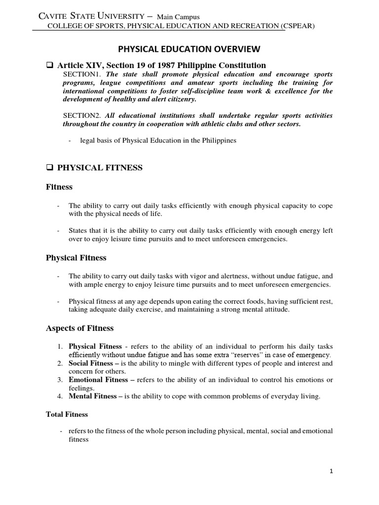 Physical Education Overview | PDF | Anatomical Terms Of Motion ...