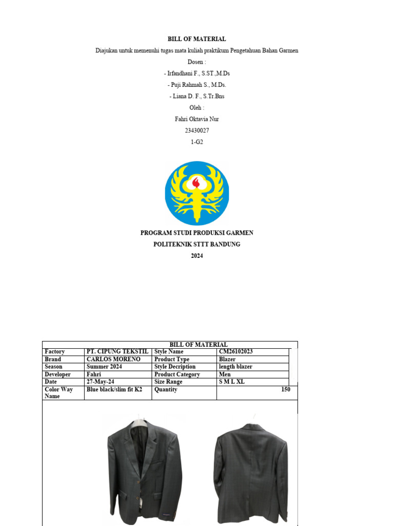BILL_OF_MATERIAL_cipung | Download Free PDF | Trousers | Bleach