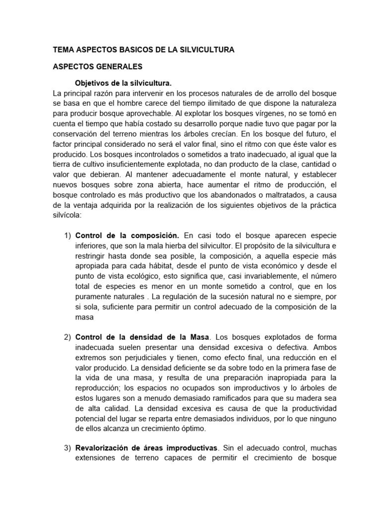 Aspectos basicos de silvicultura | PDF | Los bosques | Arboles
