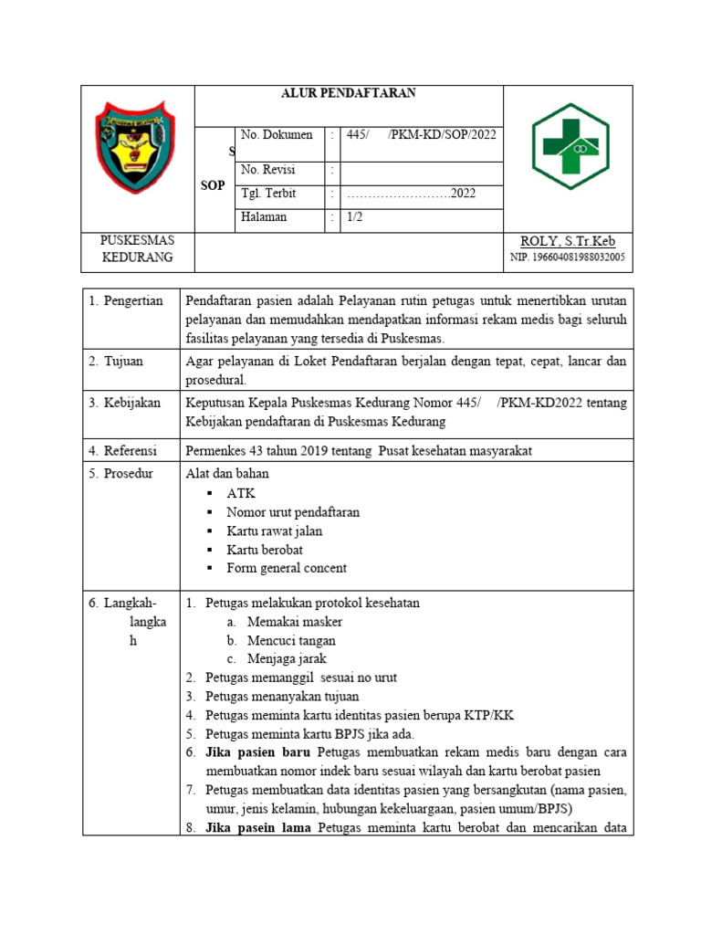 Sop Alur Pendaftaran | PDF