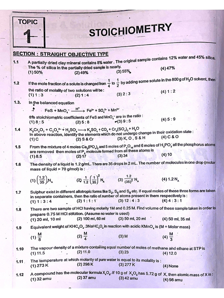 Stoichiometry L1 | PDF