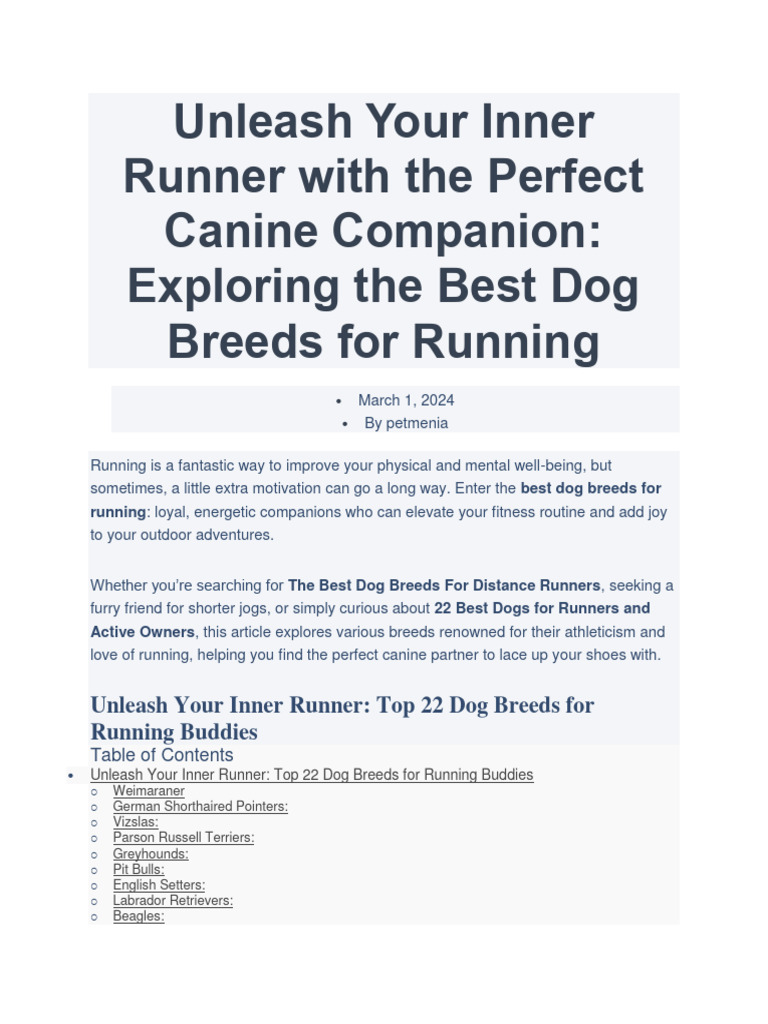 Unleash Your Inner Runner With The Perfect Canine Companion | PDF ...