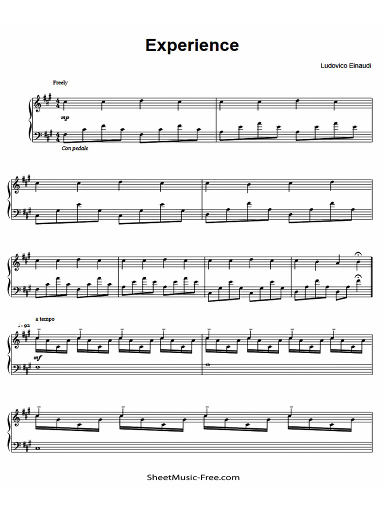 Experience Sheet Music Ludovico Einaudi | PDF