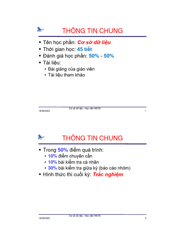 Buoi 01-Chuong1-Tong Quan CSDL | PDF
