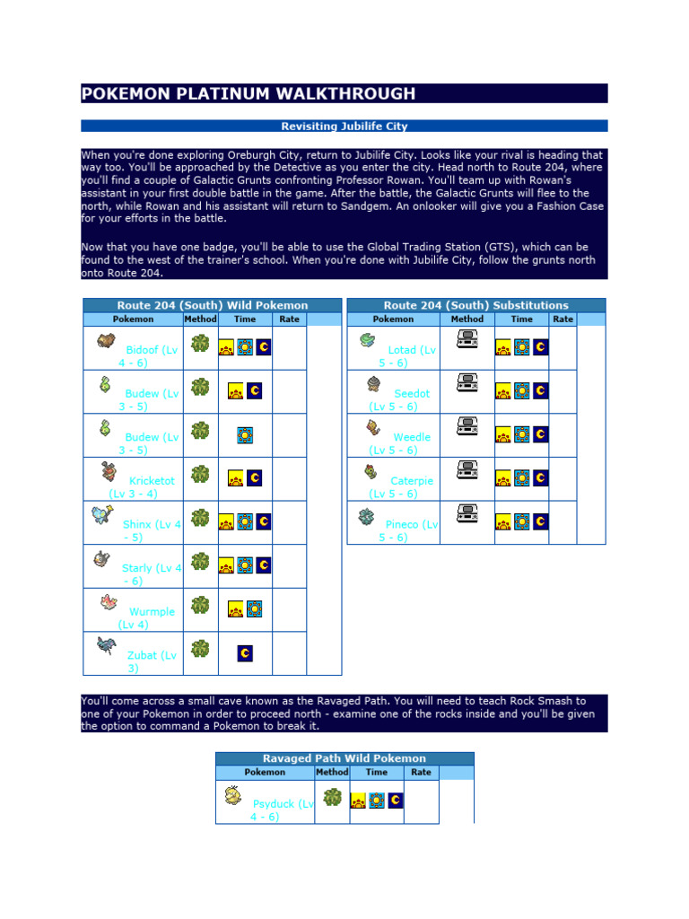 Pokemon Platinum Walkthrough Part 2 Pdf Pokémon Nintendo Franchises