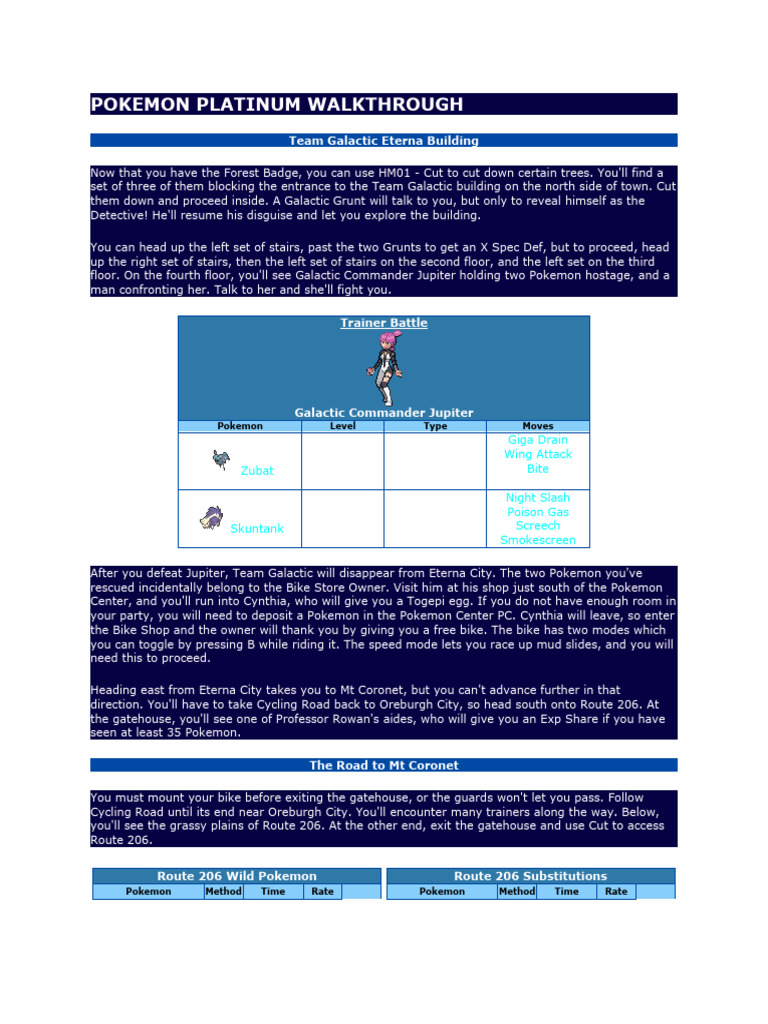 POKEMON PLATINUM WALKTHROUGH Part 3 | PDF | Pokémon