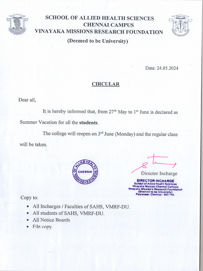 Circular Summer Vacation | PDF