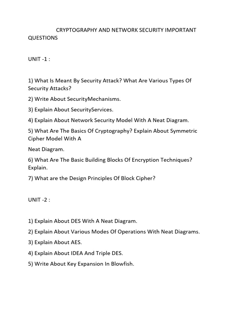 Cns Cryptography and Network Security Important Questions | PDF