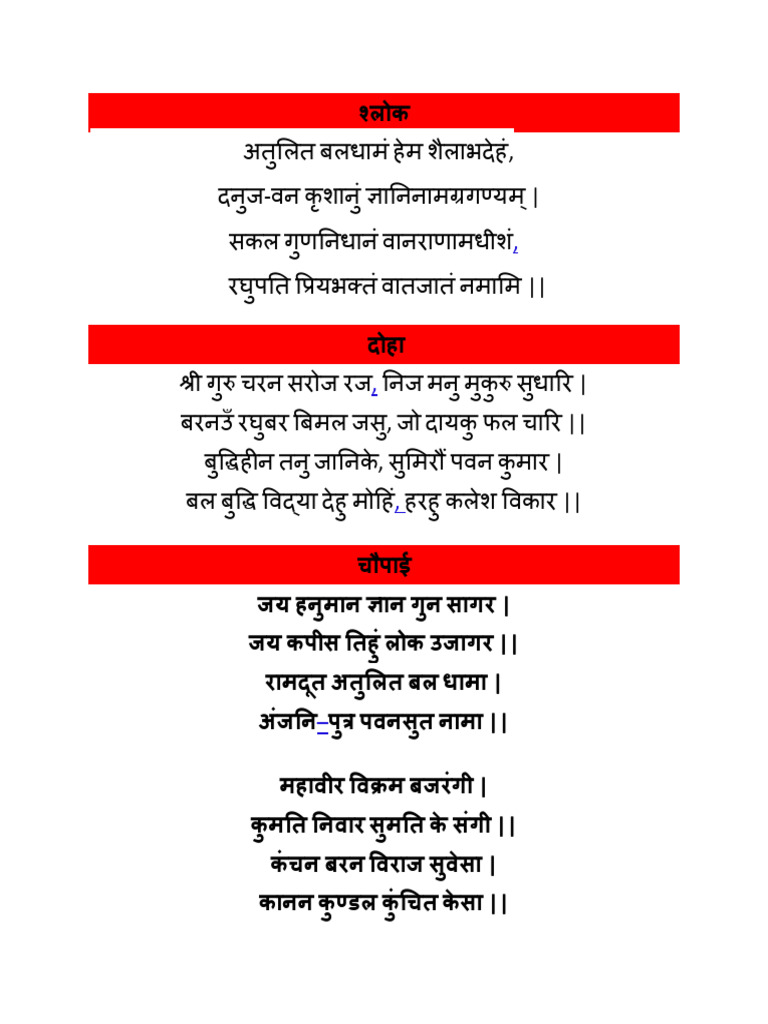Corrected Hanuman Chalisa | PDF