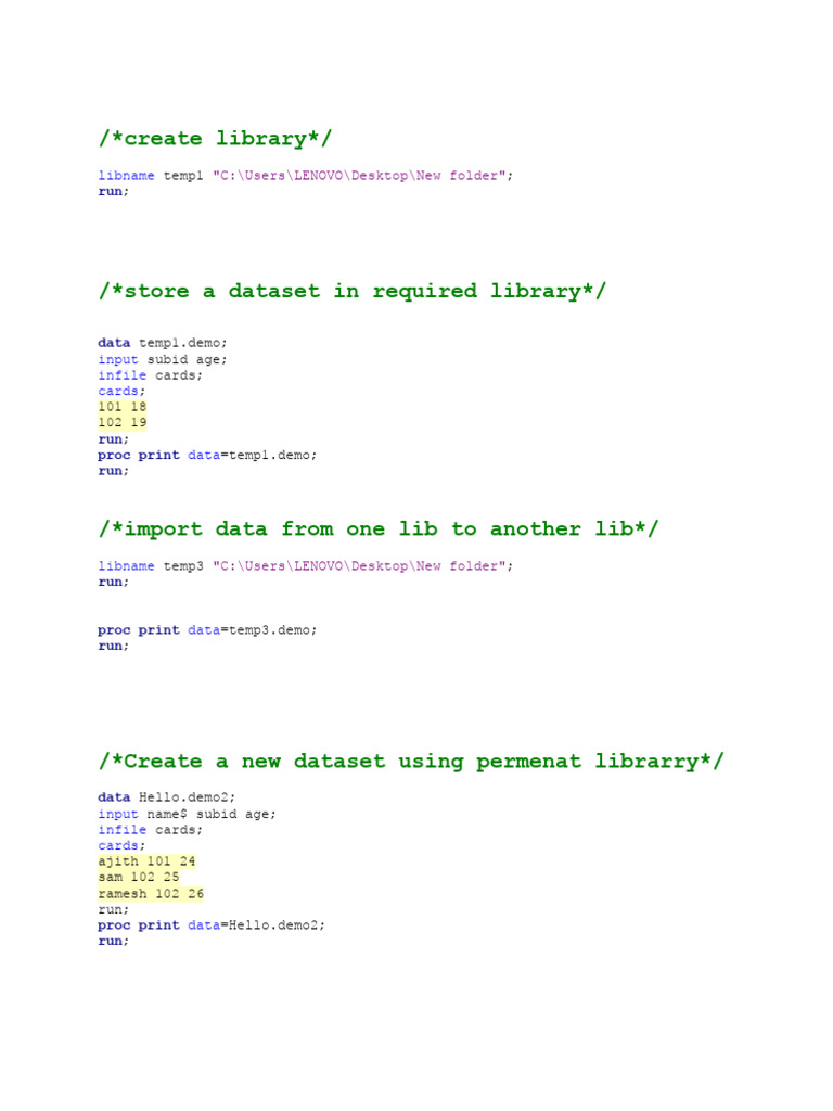1 Library and Set Statement | PDF